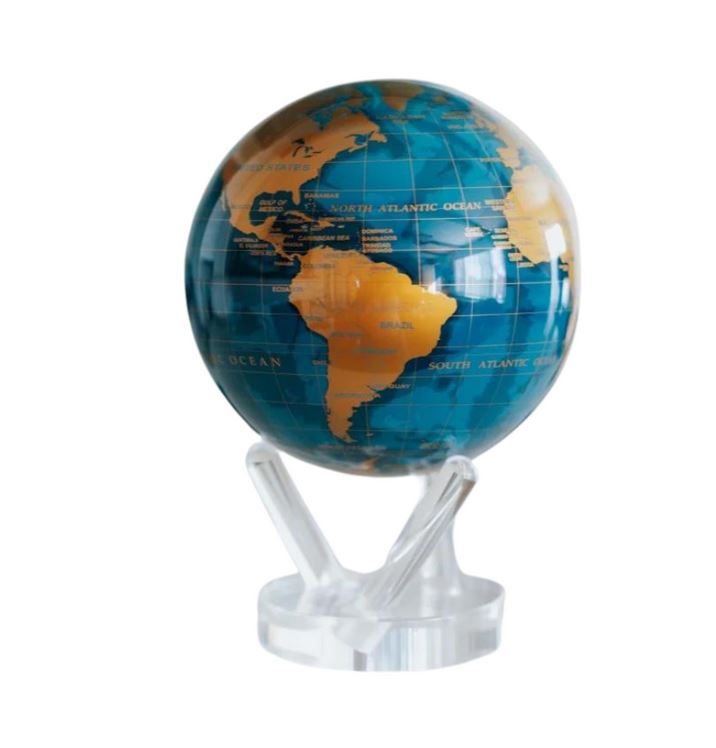Blue and Gold World Globe – Globe Shop